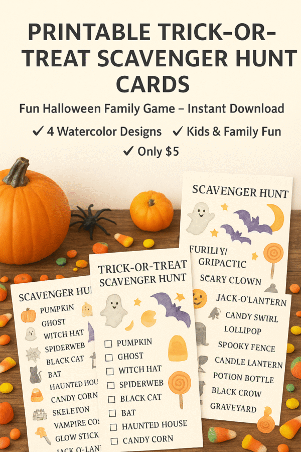 Halloween Trick-or-Treat Scavenger Hunt Cards – Printable Halloween ...